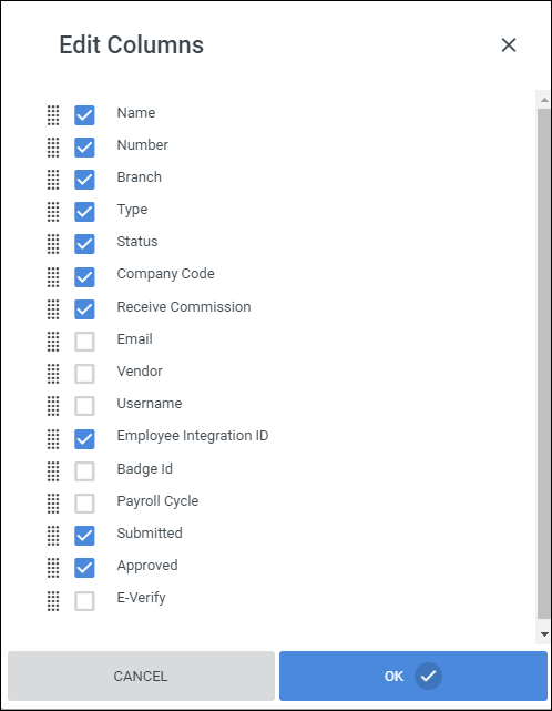 Changing Columns on the Timesheet Dashboard