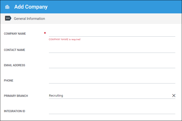 Creating a Company Record