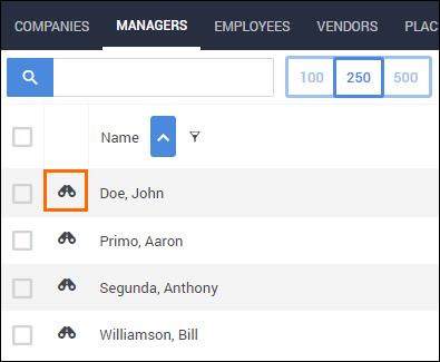 Creating Projects from the Managers Tab