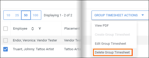 Deleting a Group or VMS Timesheet