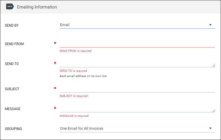 Emailing Invoices from the Receivables Tab