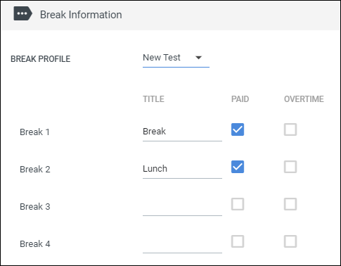 Entering Break Information