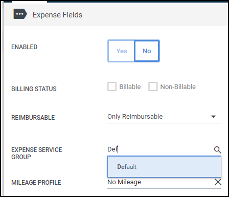 Expense Service Groups